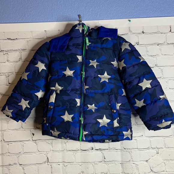 Mini Boden | Jackets & Coats | Mini Boden Blue Camostars Lined Puffer ...